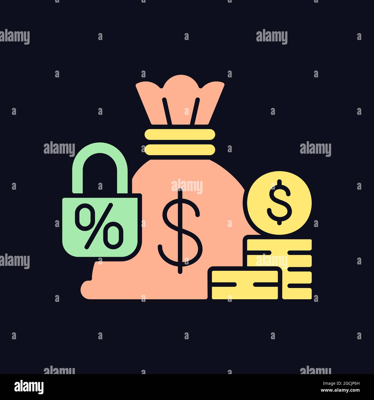 Fixed deposit RGB color icon for dark theme Stock Vector Image & Art ...