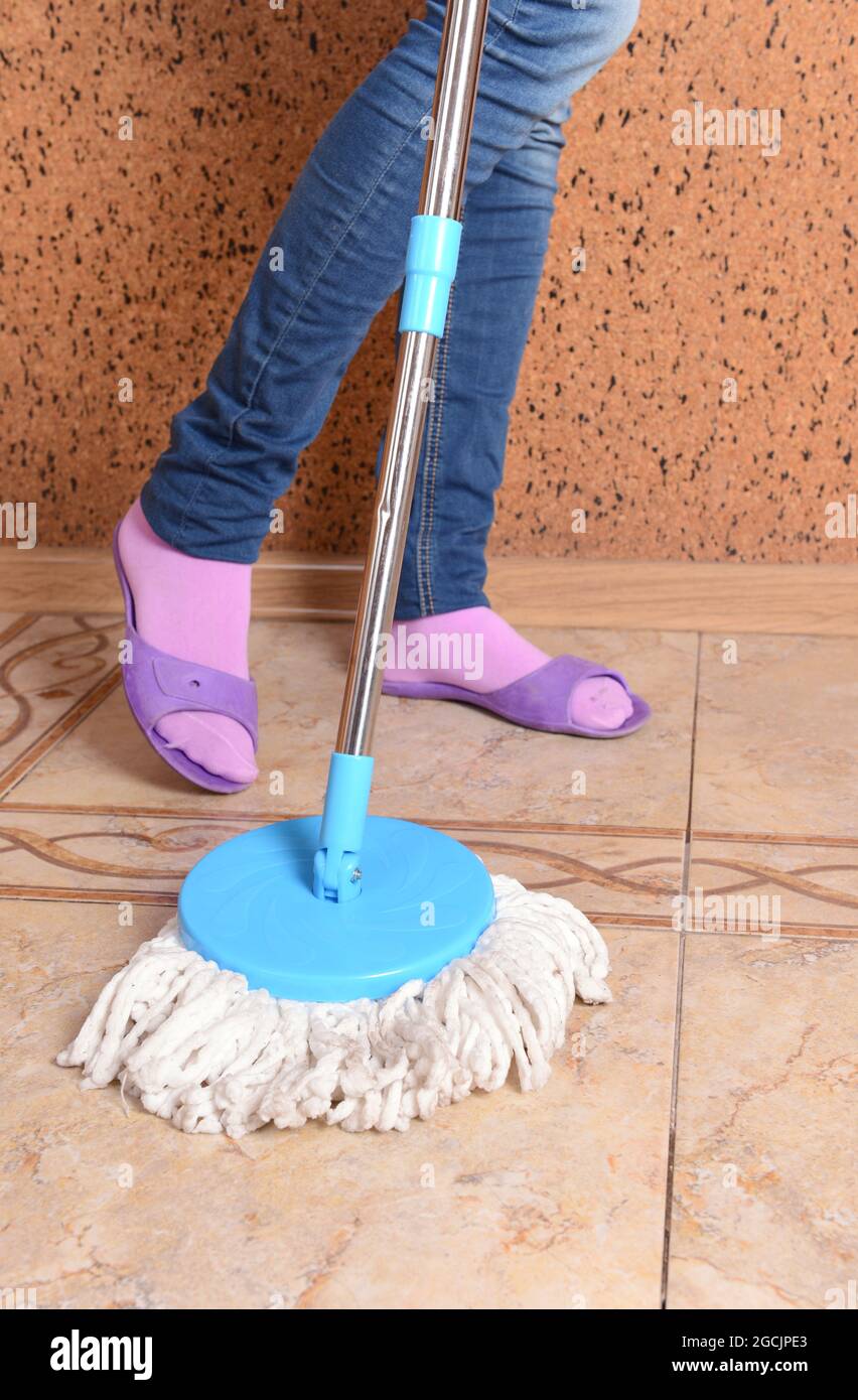 House cleaning with mop Stock Photo - Alamy