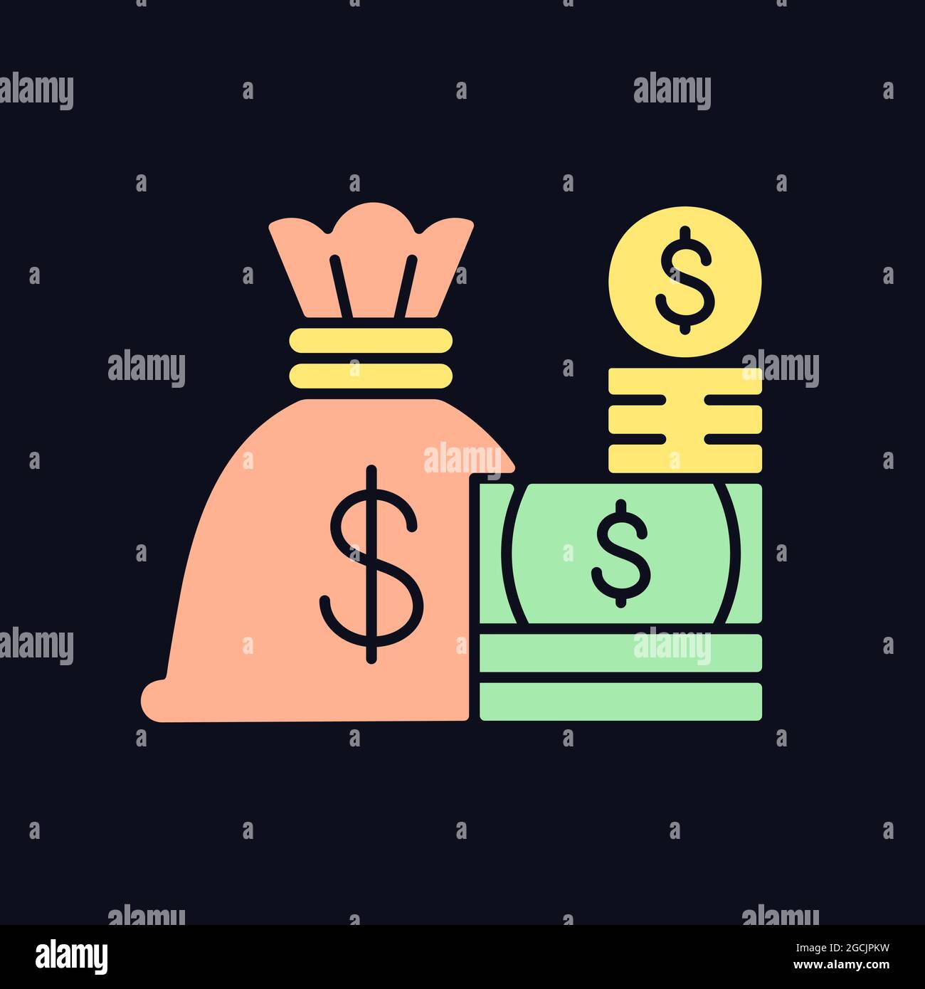 Cash RGB color icon for dark theme Stock Vector Image & Art - Alamy