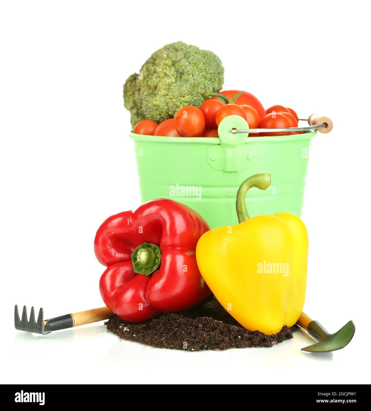 Vegetables with ground isolated on white Stock Photo - Alamy