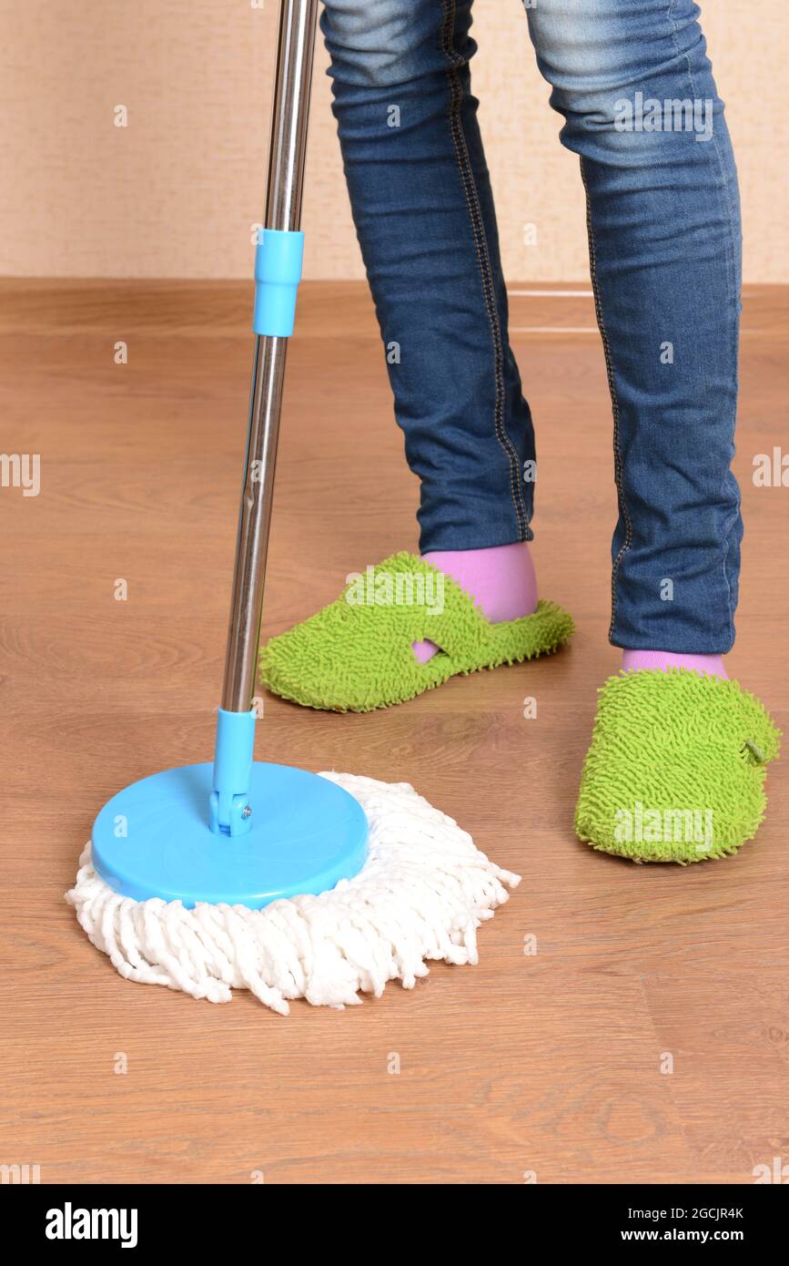 House cleaning with mop Stock Photo - Alamy