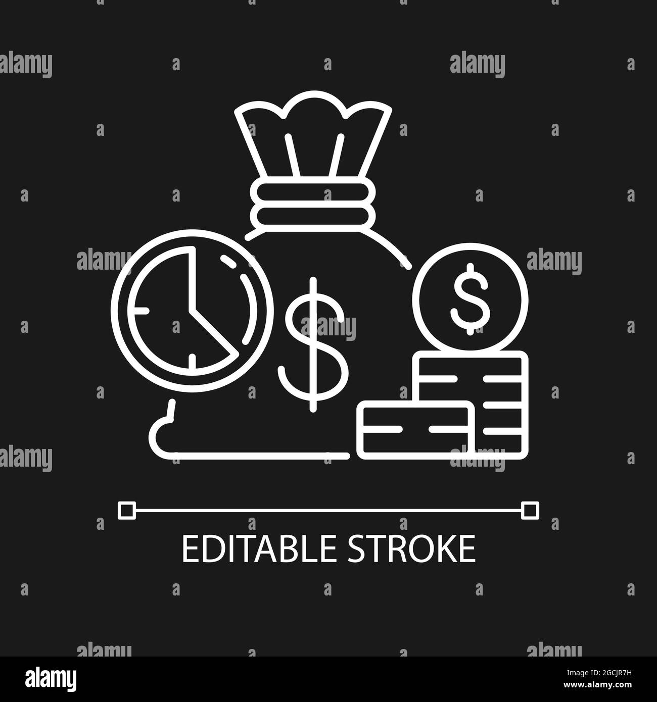 Short term deposit white linear icon for dark theme Stock Vector Image ...