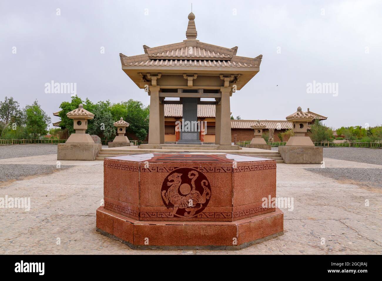 Landscape view of ancient Yangguan pass on the silk road in Gansu China ...
