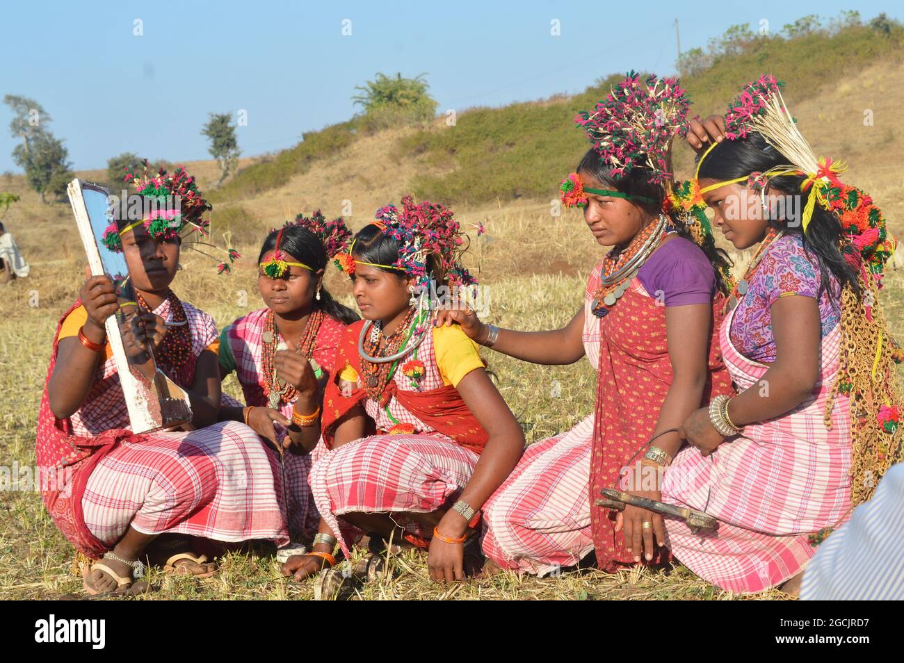 Young Tribal girl in national costume and jewels during the world ...