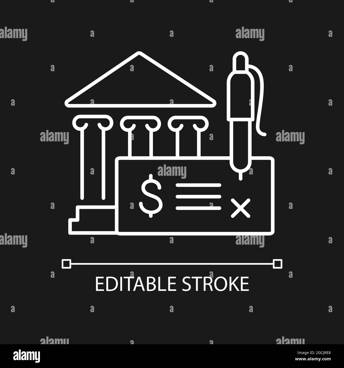 Bank draft white linear icon for dark theme Stock Vector Image & Art ...
