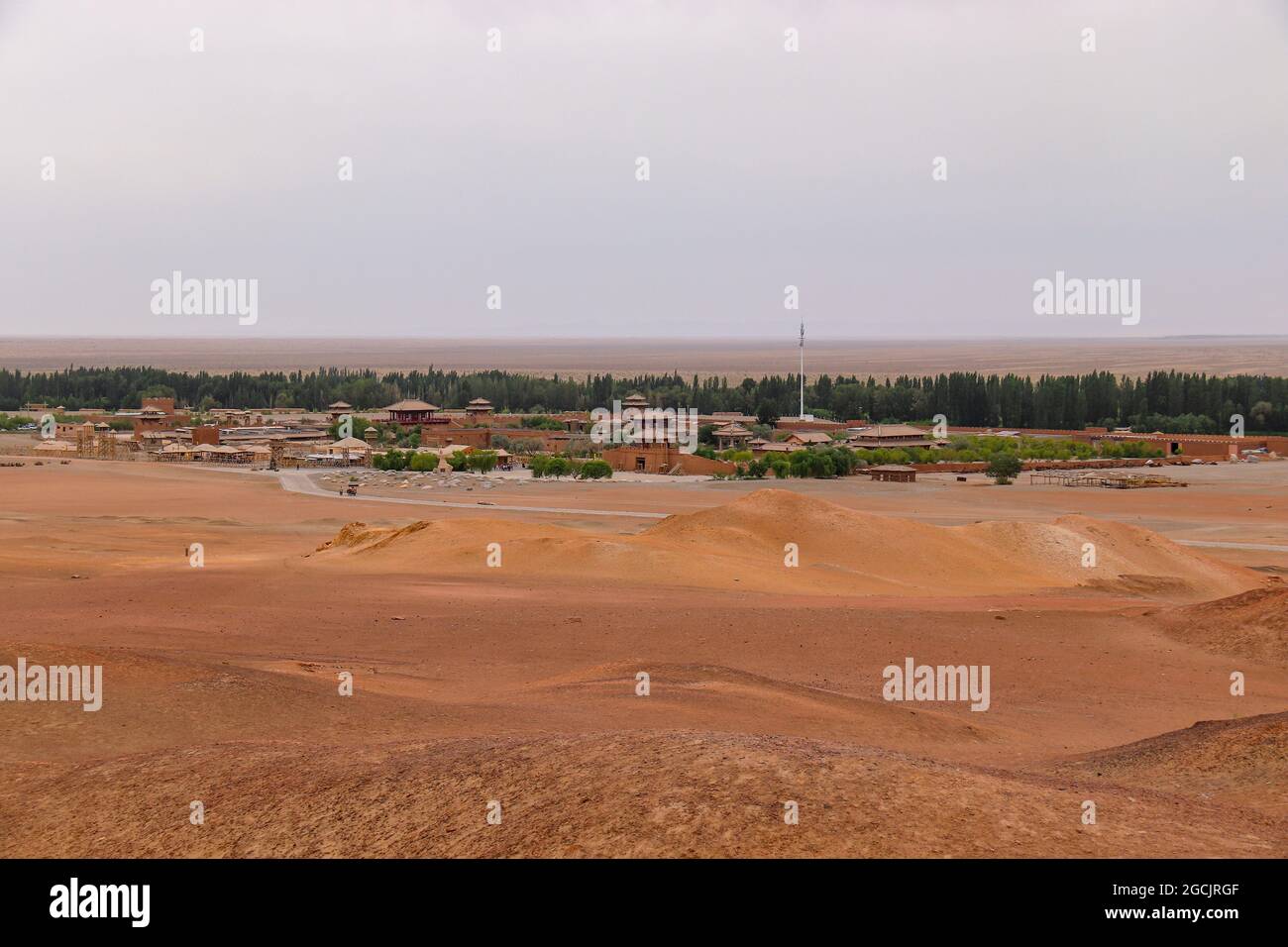Landscape view of ancient Yangguan pass on the silk road in Gansu China ...
