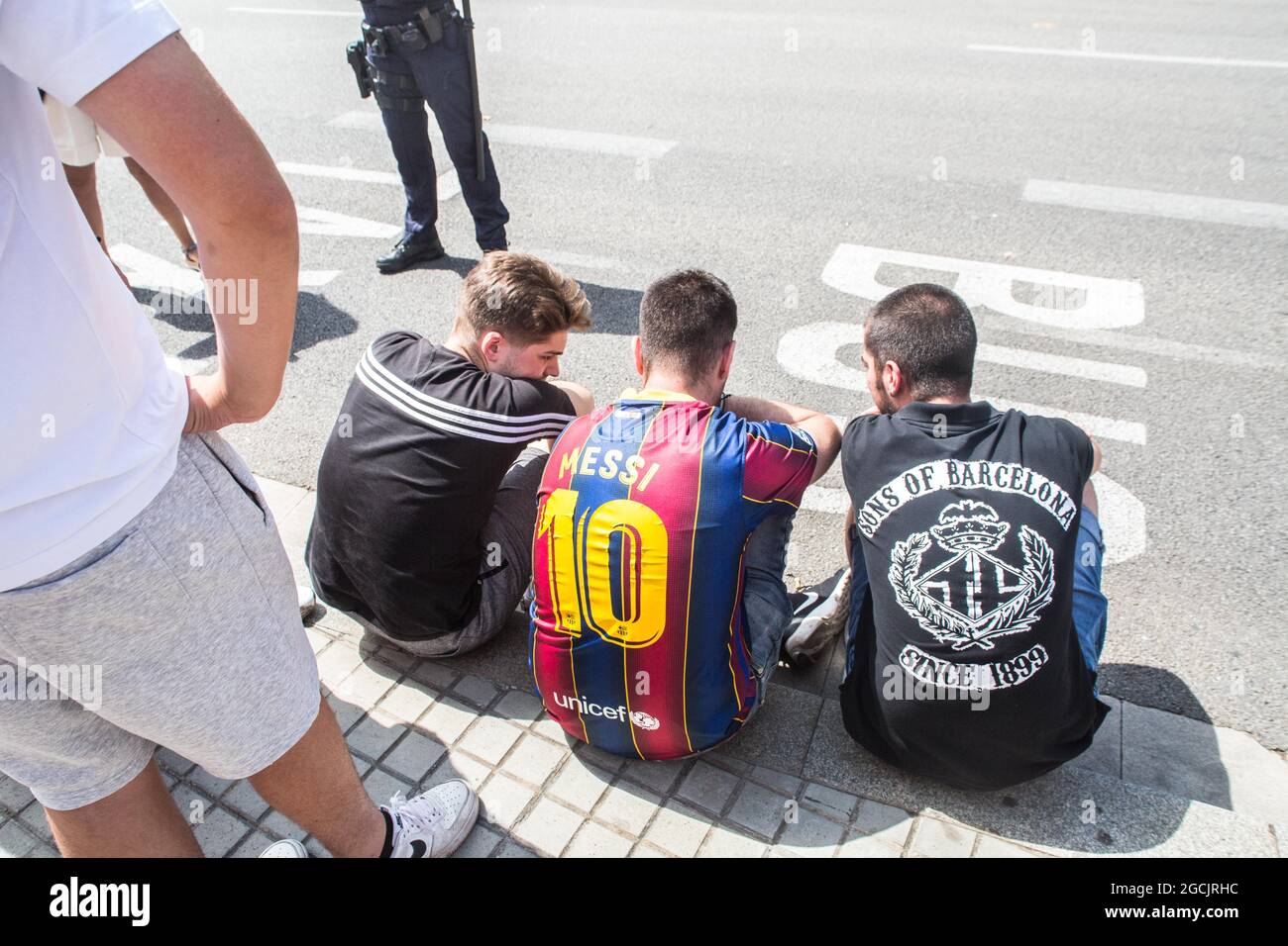 Barcelona, Catalonia, Spain. 8th Aug, 2021. Lionel Messi fans are seen ...