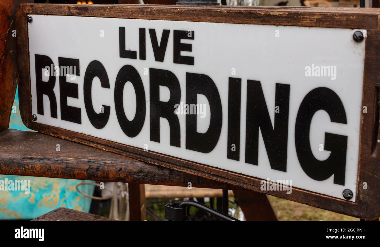 Vintage Wooden Antique Live Recording Studio Sign Stock Photo - Alamy