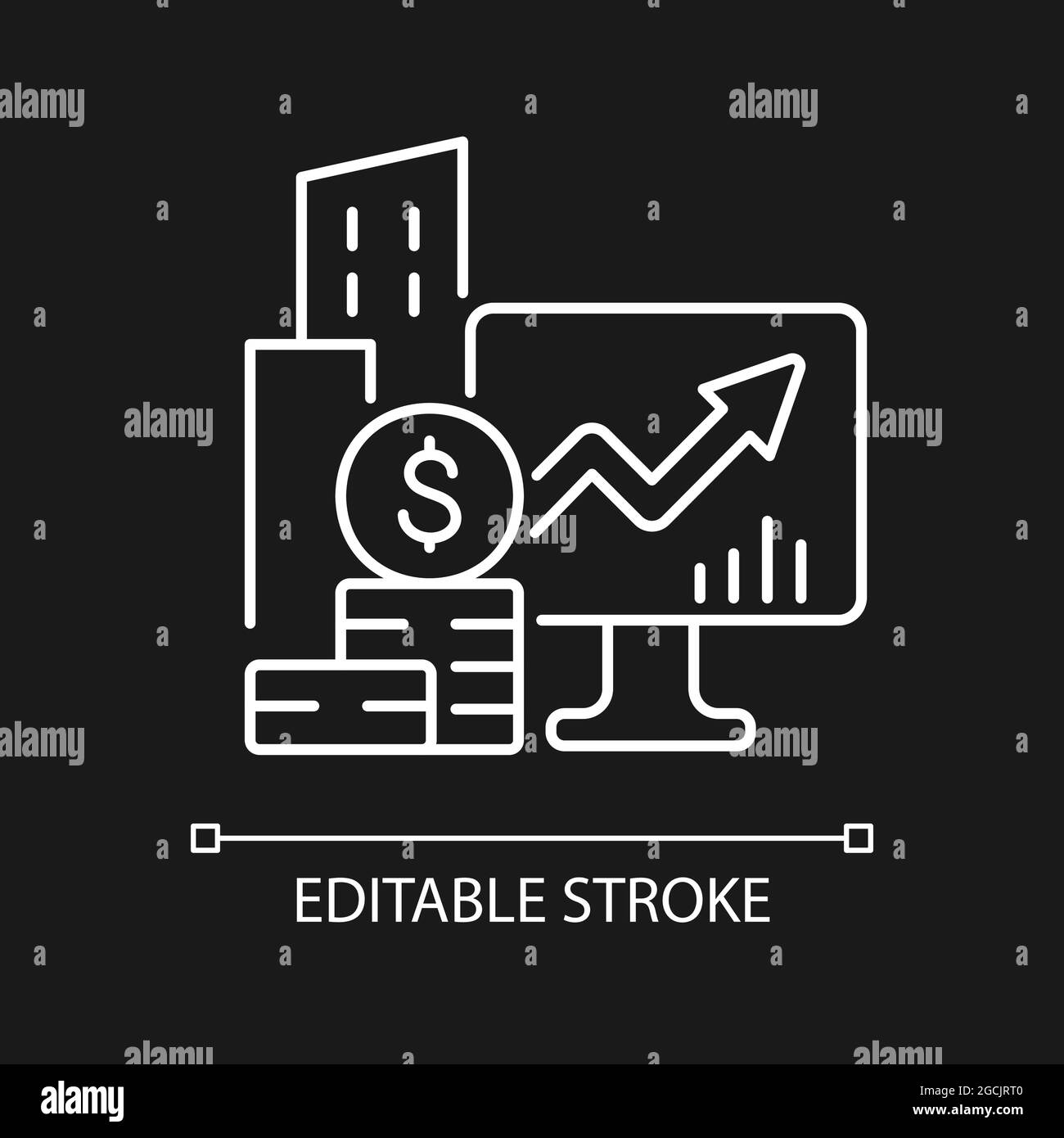 Company stocks white linear icon for dark theme Stock Vector Image ...