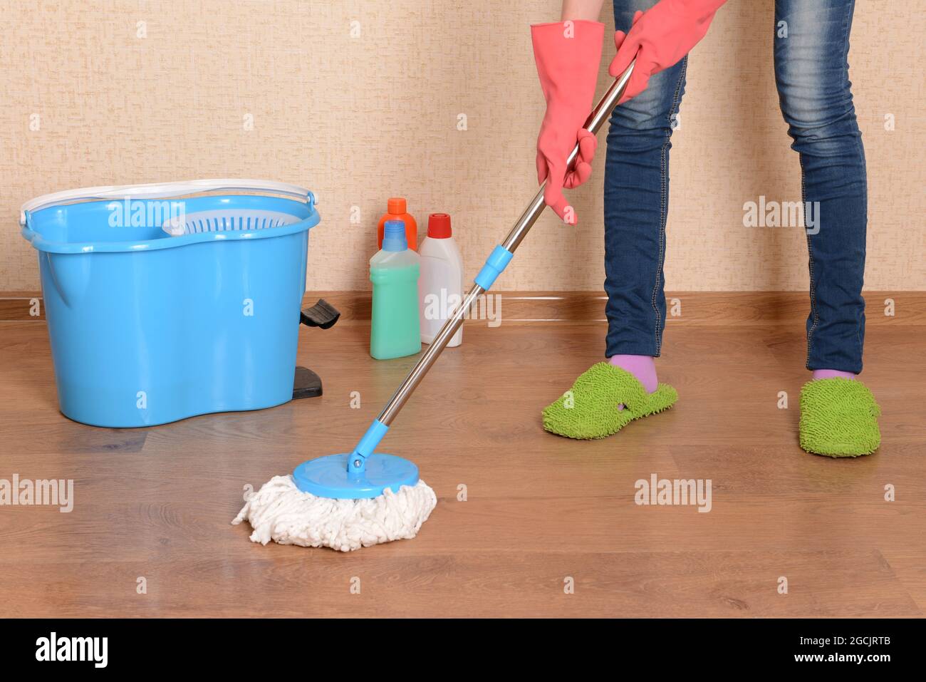 House cleaning with mop Stock Photo - Alamy