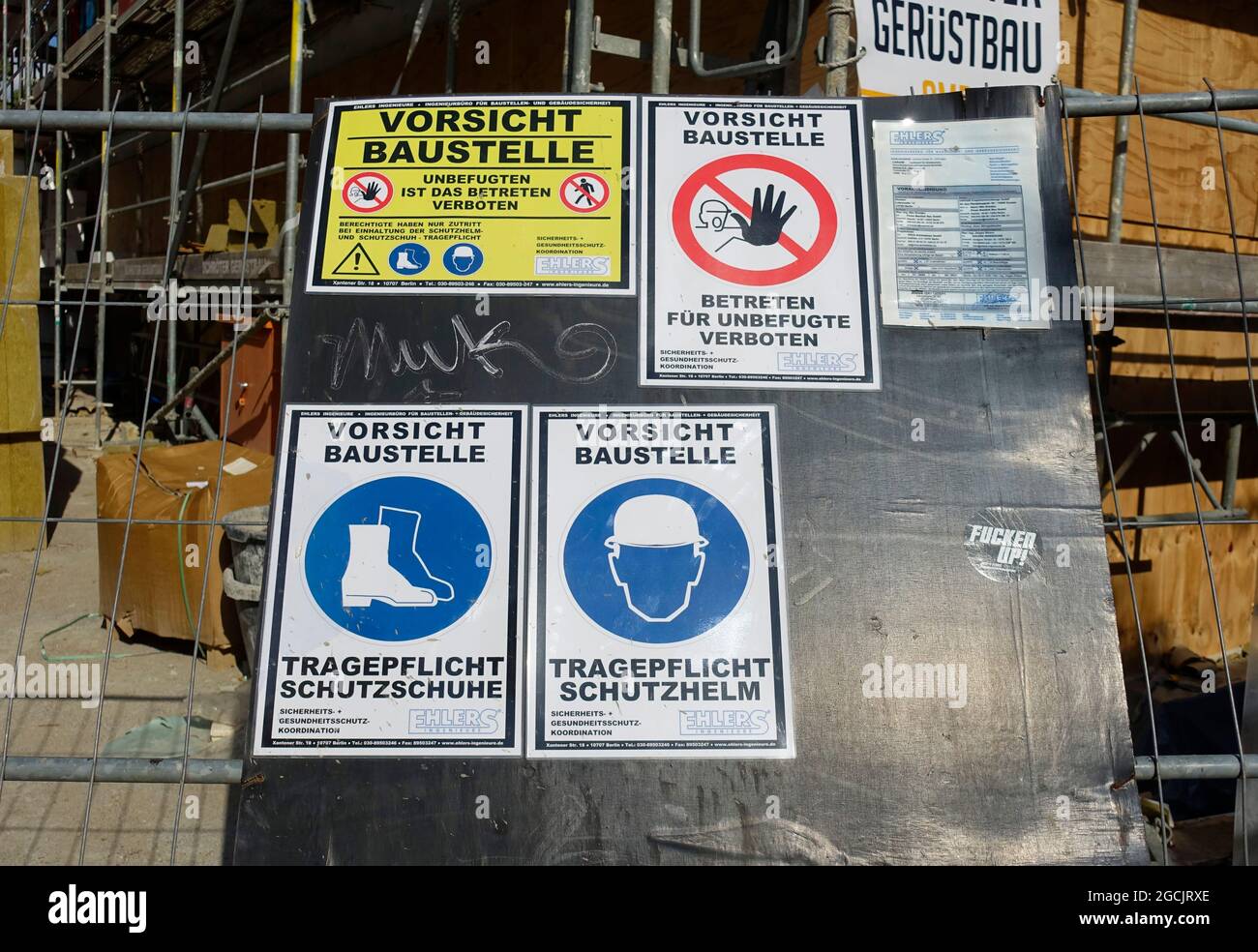 Signs, construction site, Berlin, Germany Stock Photo - Alamy