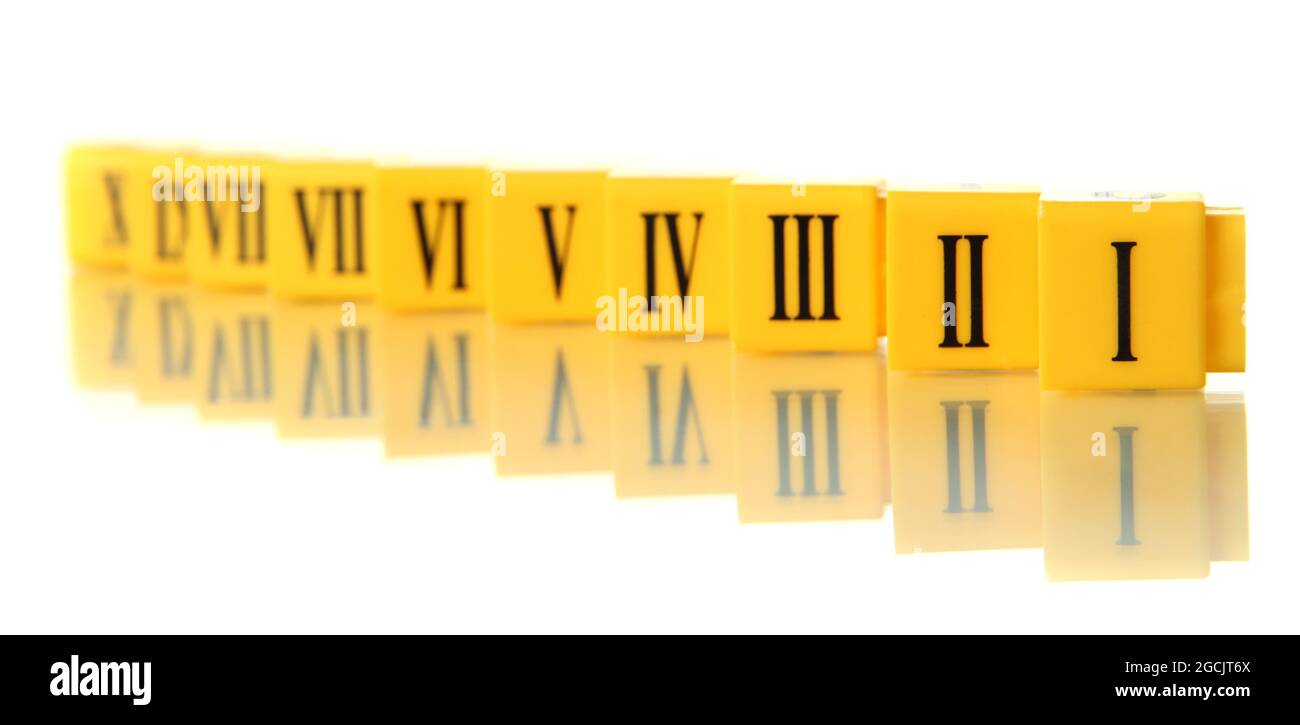 Educational cubes with Roman numerals isolated on white Stock Photo - Alamy