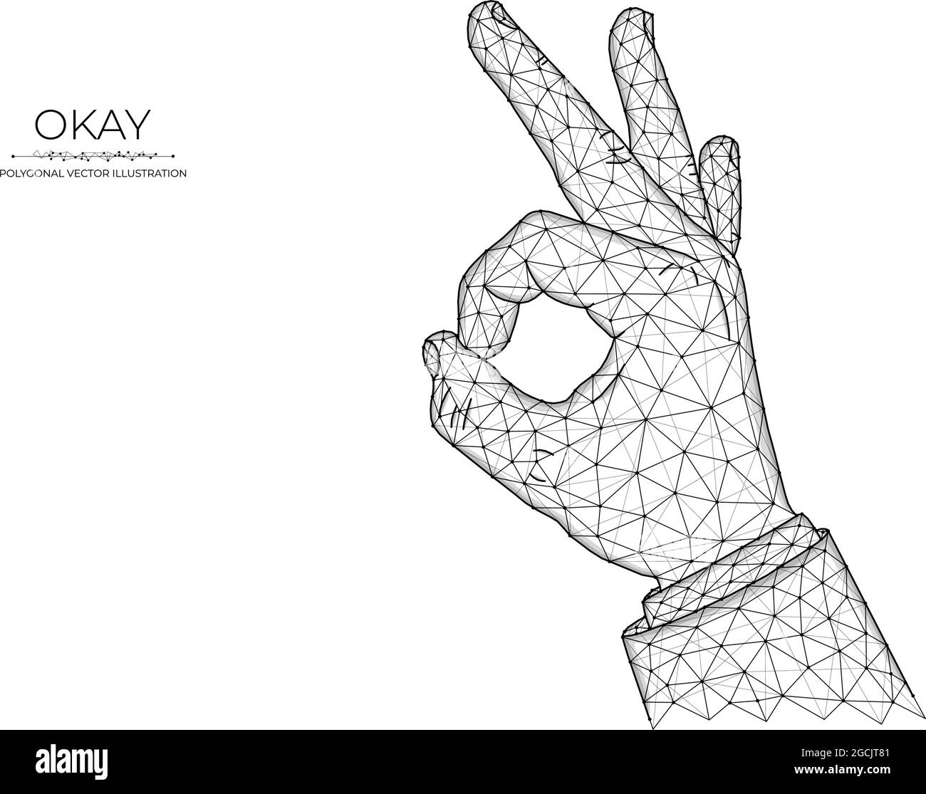 Ok hand gesture low poly art, polygonal vector illustration okay or ...