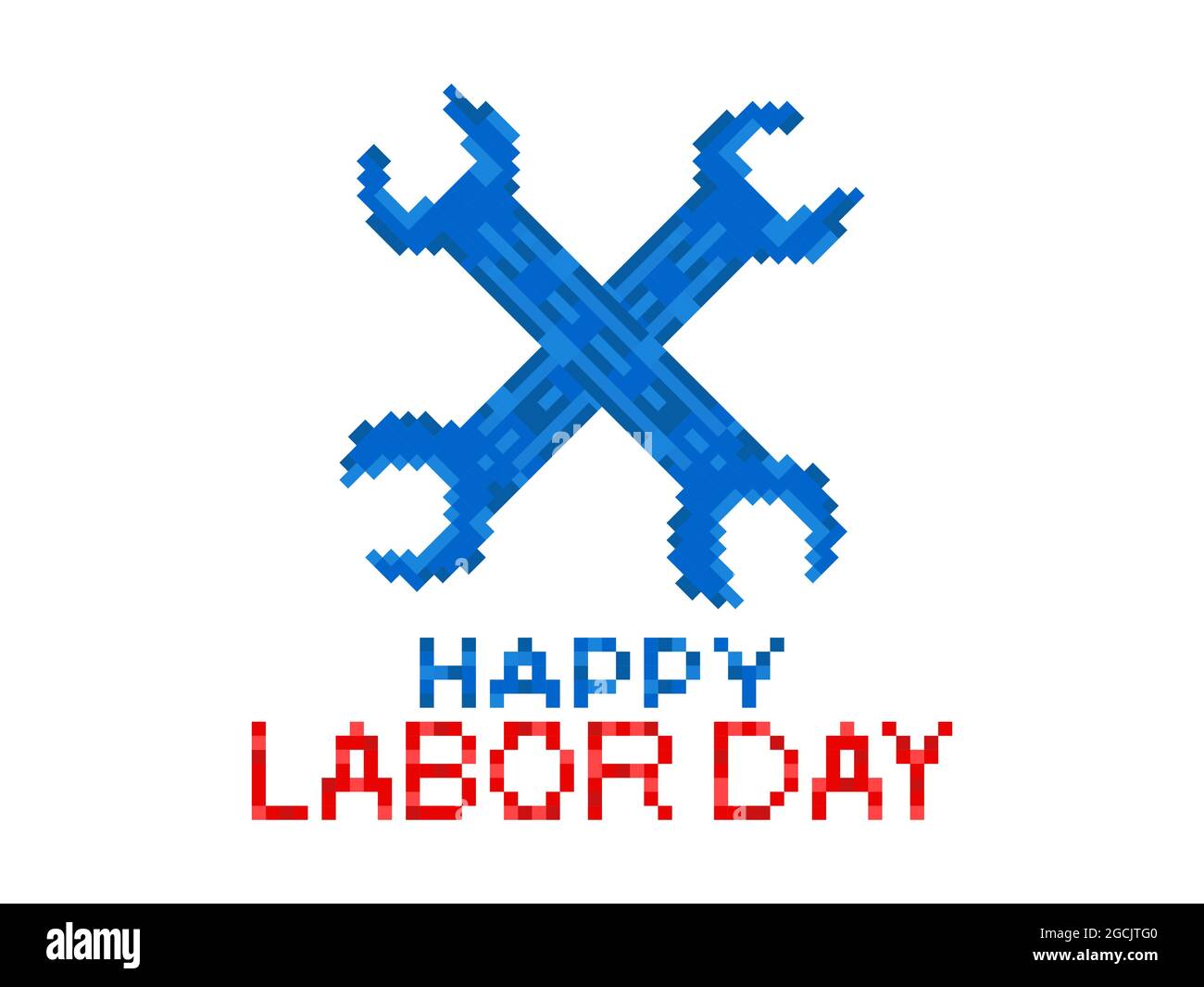 Happy Labor Day. Pixel art two crossed wrench. 8 bit wrench. Design of ...