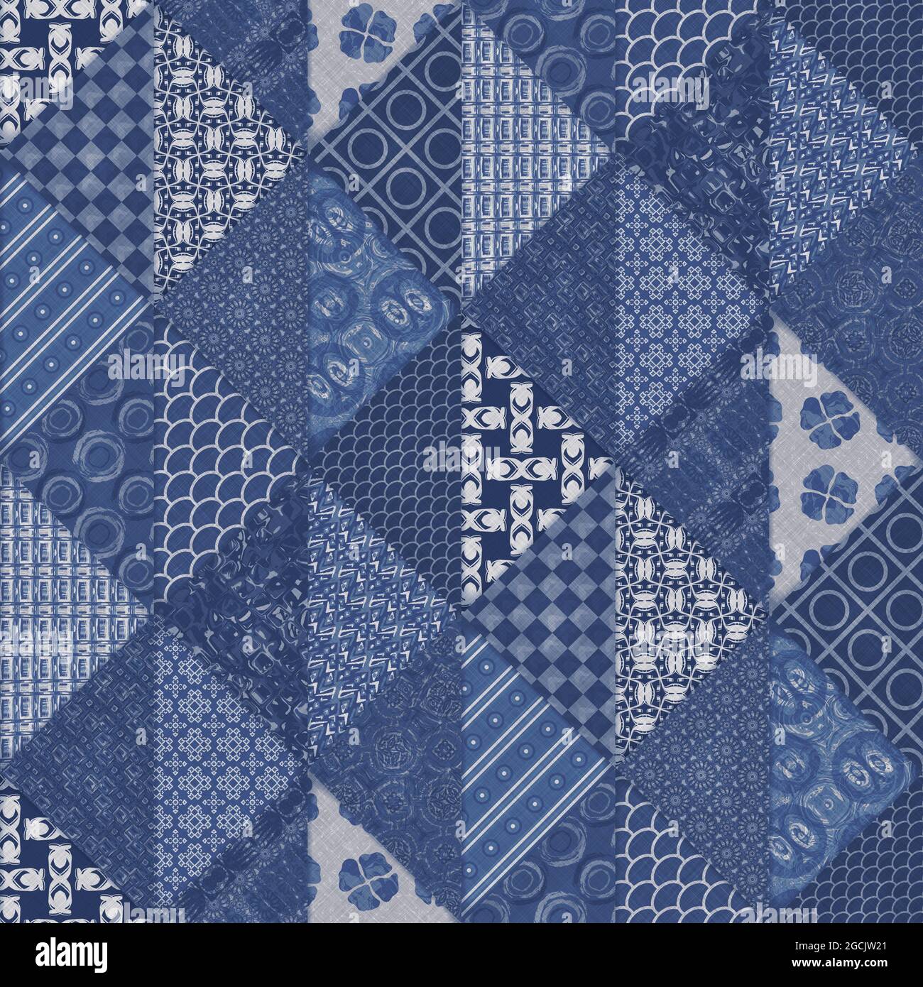 Denim western blue patchwork triangle woven texture. Indigo vintage ...