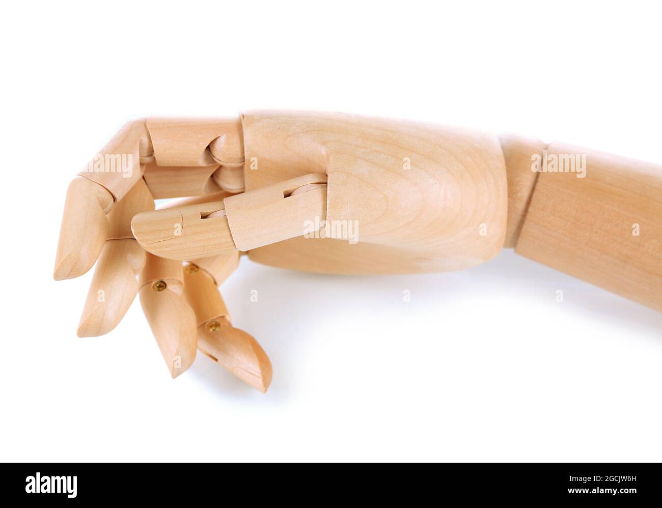 Wooden hand isolated on white Stock Photo - Alamy