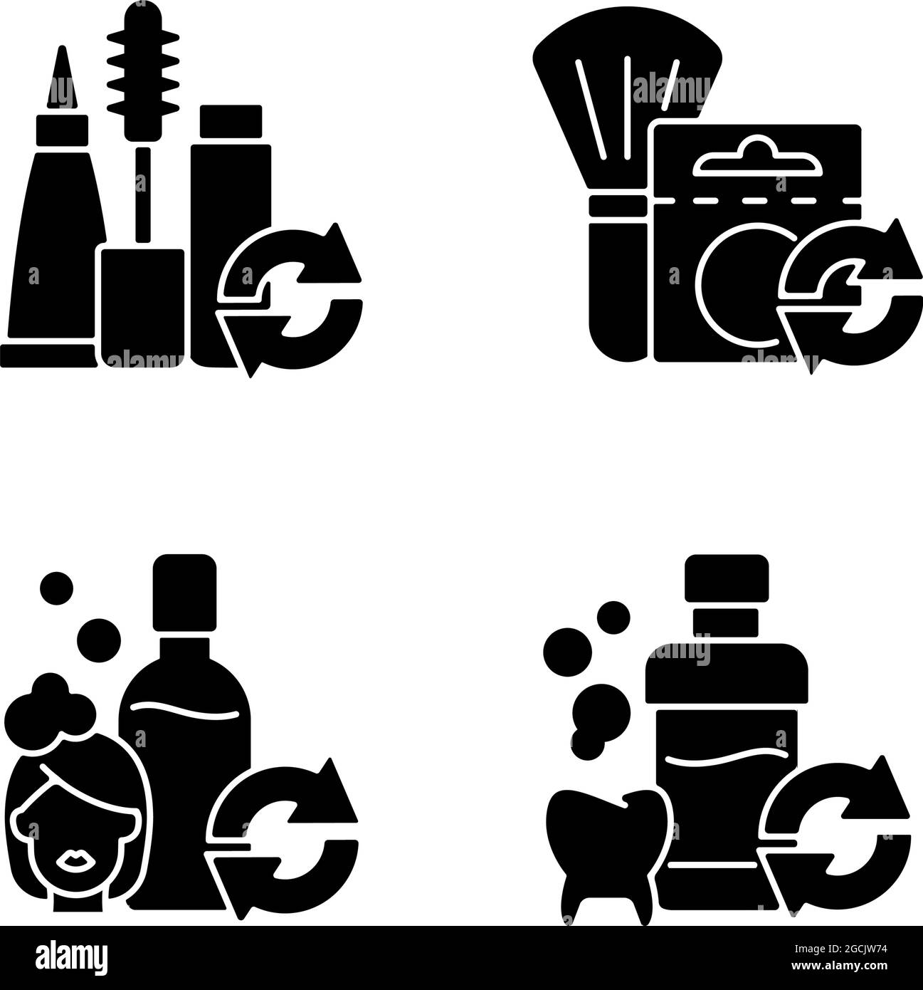 Reusable options black glyph icons set on white space Stock Vector ...