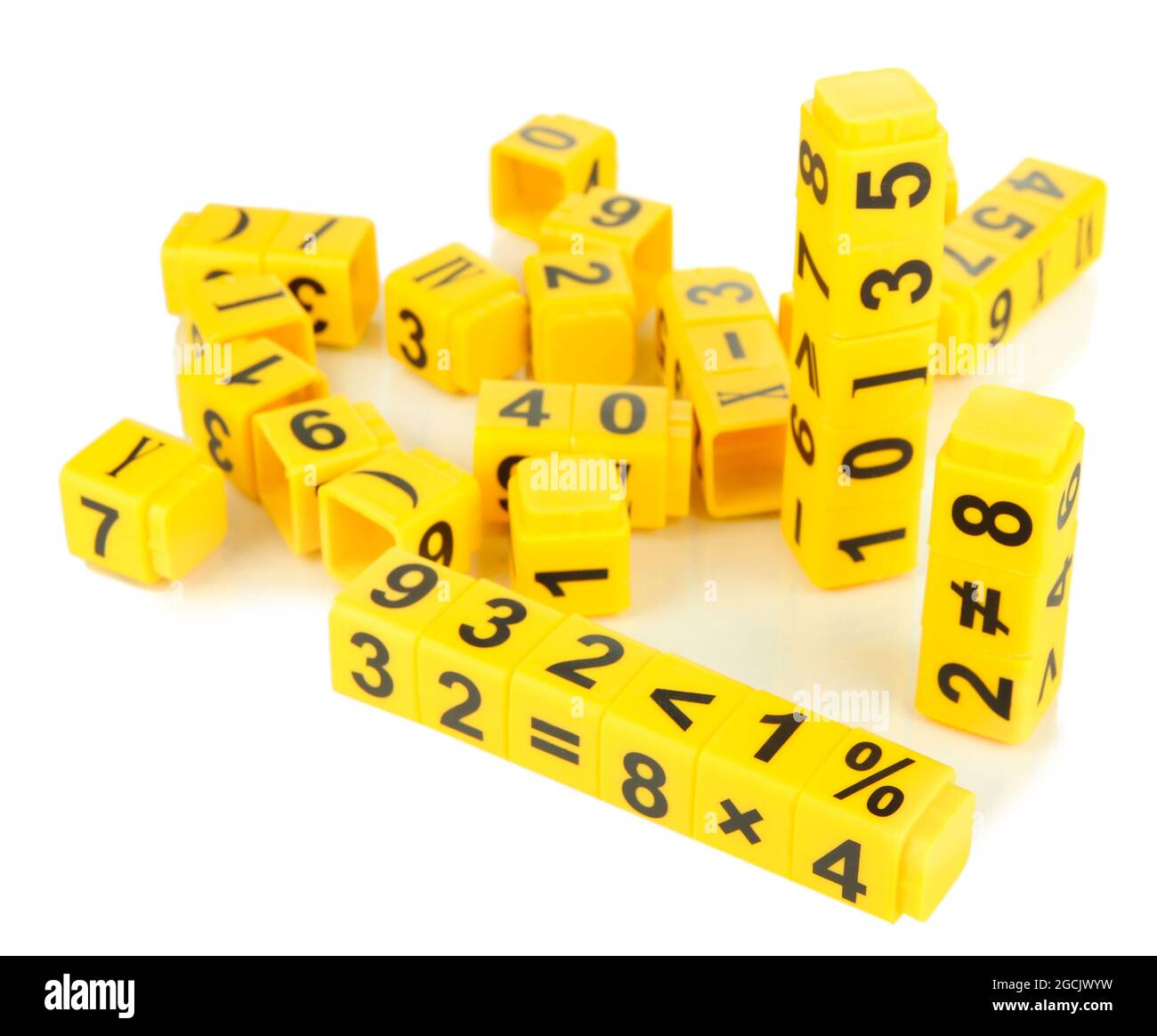 Educational cubes with different numbers isolated on white Stock Photo ...