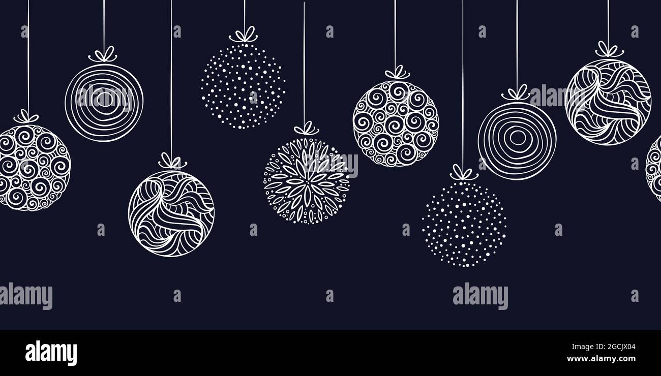 Abstract and elegant doodle baubles seamless pattern, hand drawn ...