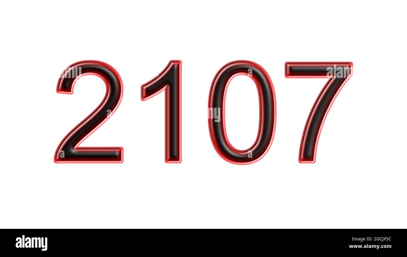 red 2107 number 3d effect white background Stock Photo - Alamy