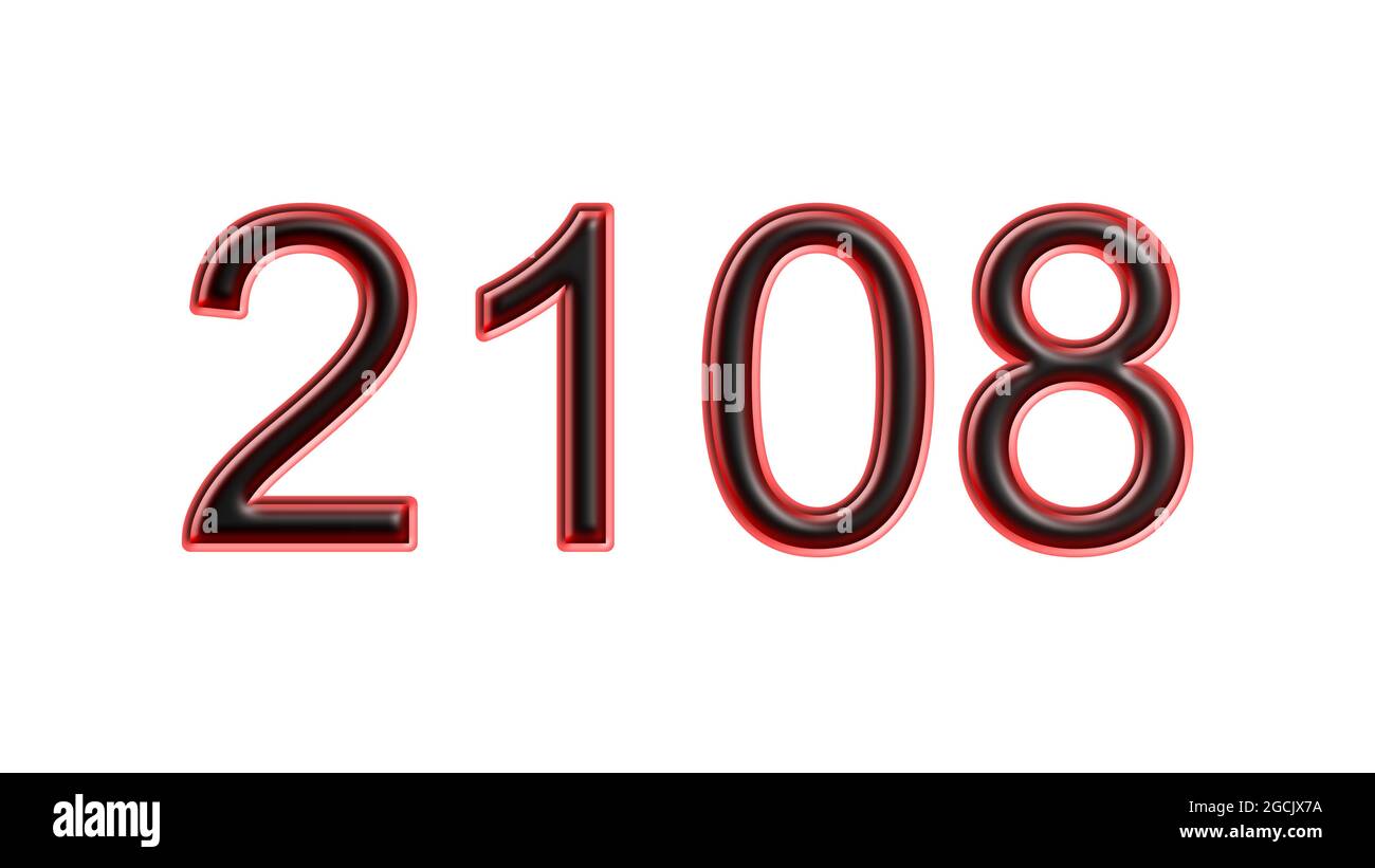 red 2108 number 3d effect white background Stock Photo - Alamy
