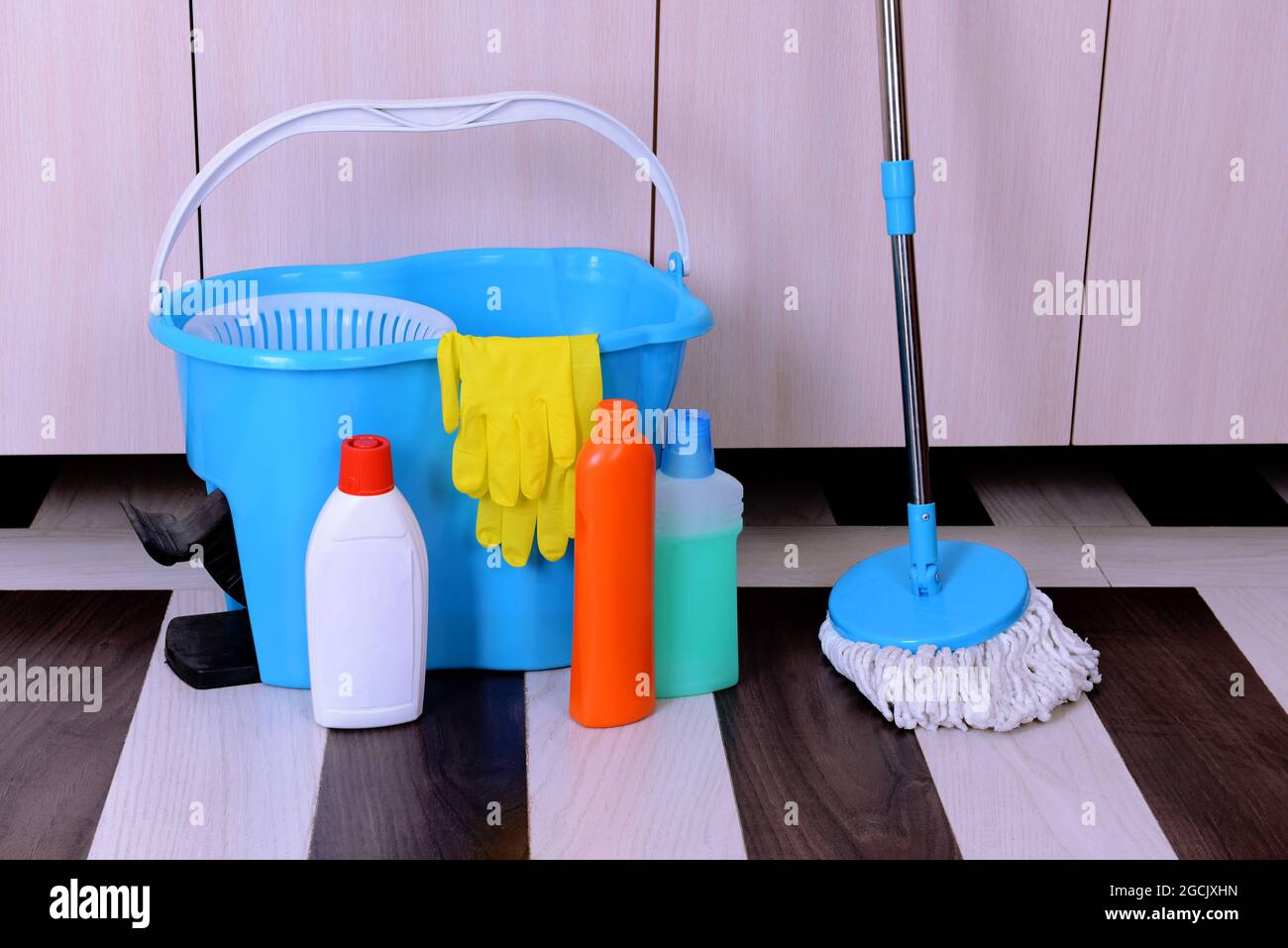 House cleaning with mop Stock Photo - Alamy