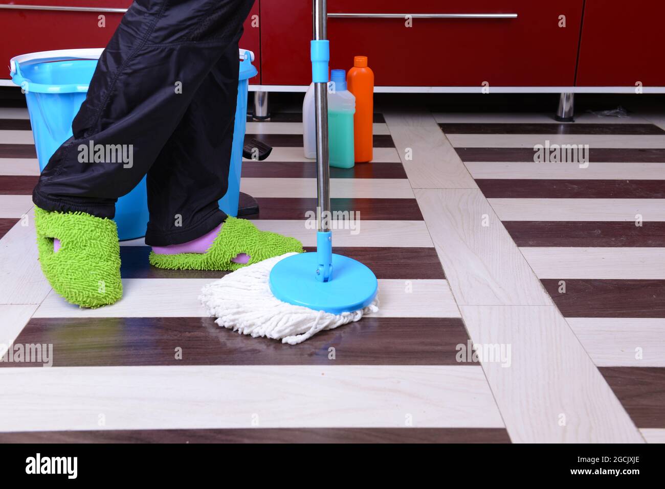 House cleaning with mop Stock Photo - Alamy