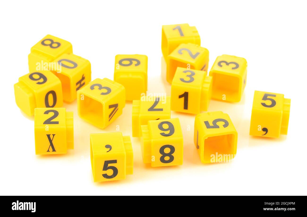Educational cubes with different numbers isolated on white Stock Photo ...