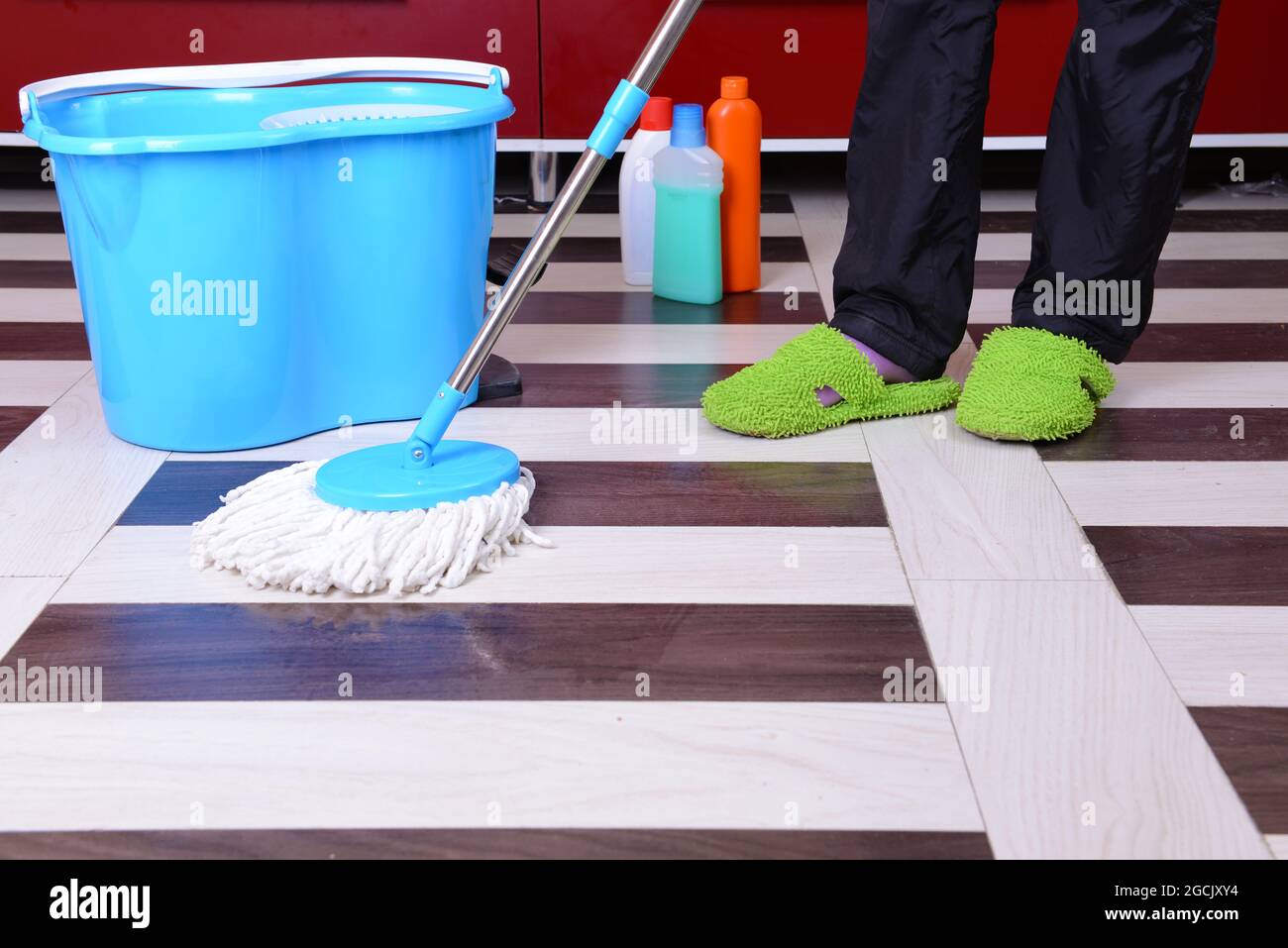 House cleaning with mop Stock Photo - Alamy