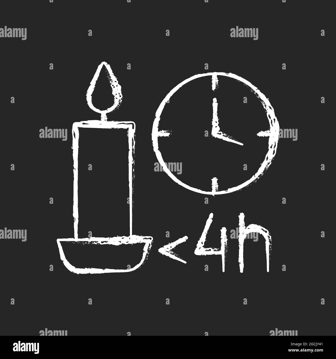 Candle burn time limit chalk white manual label icon on dark background ...