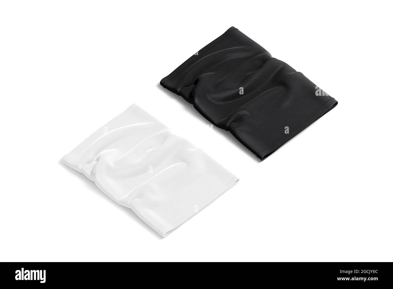 blank black and white neck gaiter mockup, front side view, 3d rendering ...