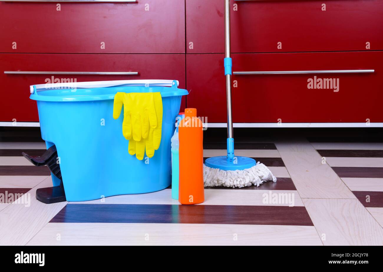 House cleaning with mop Stock Photo - Alamy