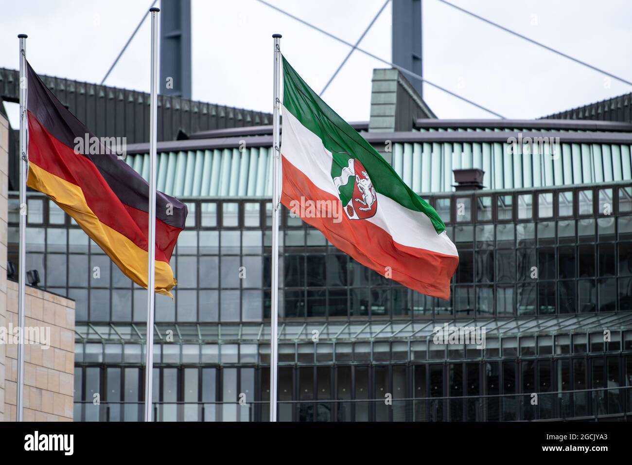 Duesseldorf, Germany. 09th Aug, 2021. The flags of Germany and North ...