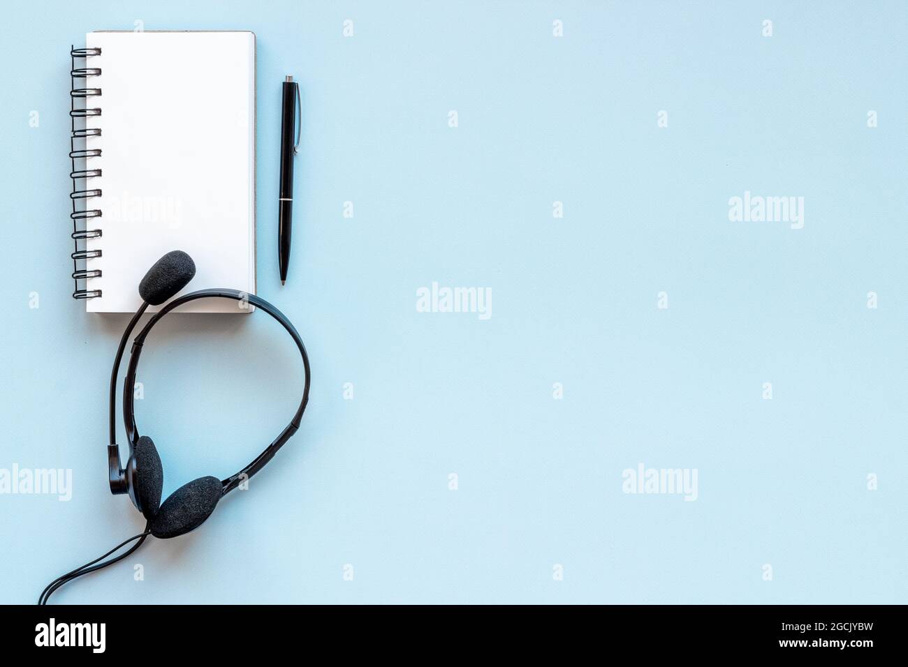 Hotline or call center support equipment. Headset equipment Stock Photo ...