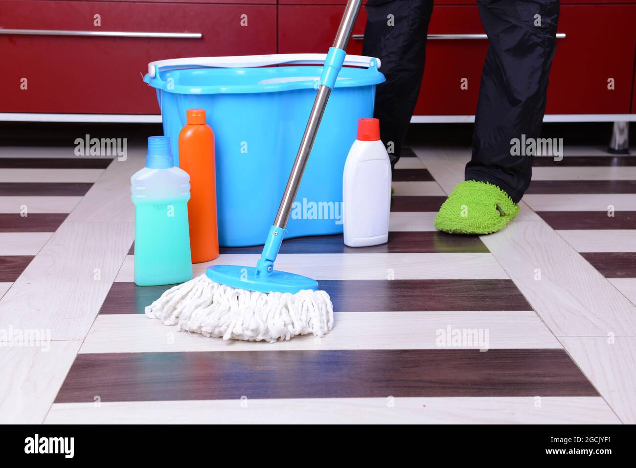 House cleaning with mop Stock Photo - Alamy