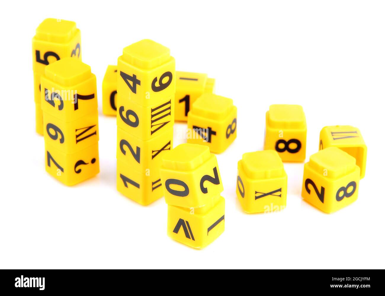 Educational cubes with different numbers isolated on white Stock Photo ...