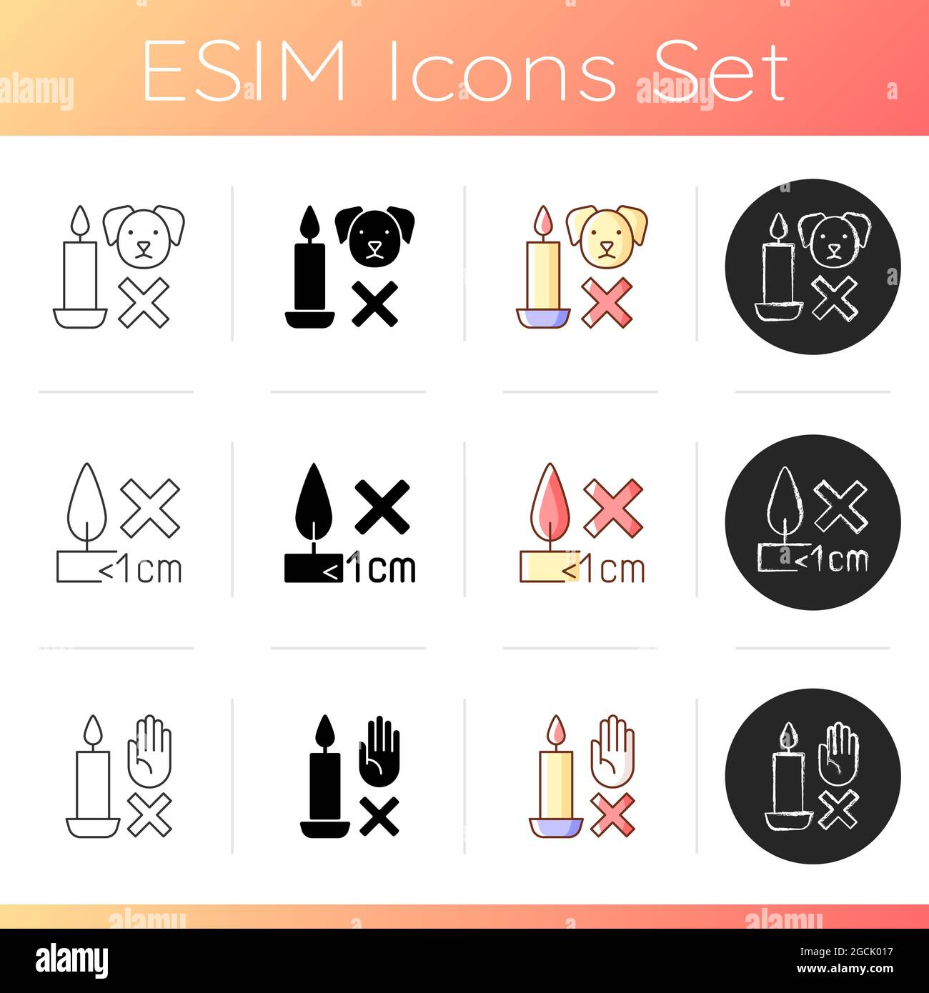 Candle warning label manual label icons set Stock Vector Image & Art ...