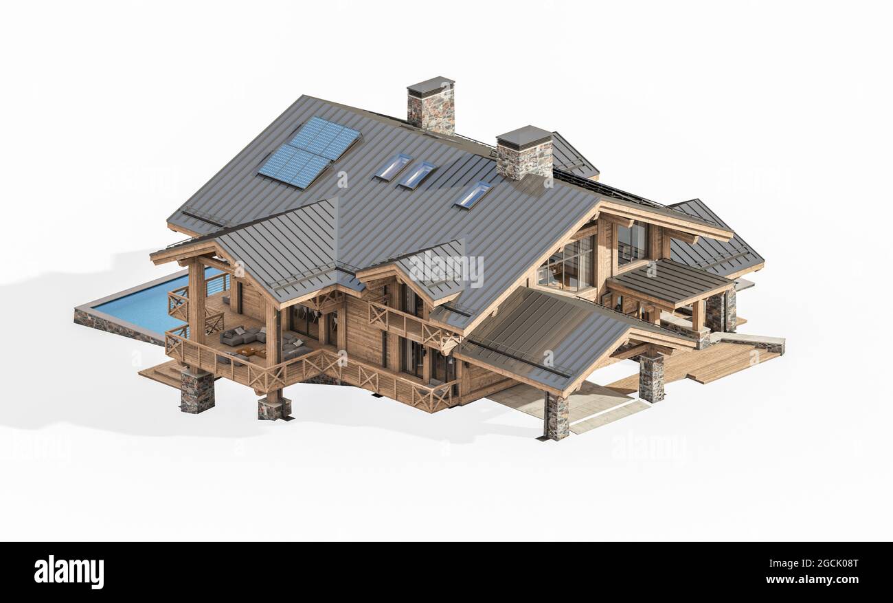 3d rendering cozy chalet Cut Out Stock Images & Pictures - Alamy