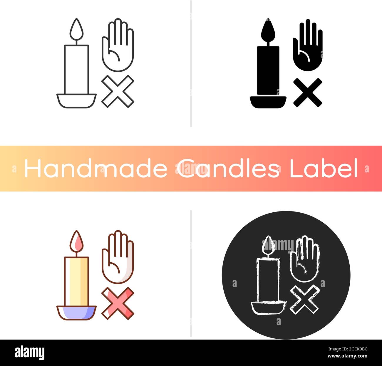 Never touch burning candle manual label icon Stock Vector Image & Art ...