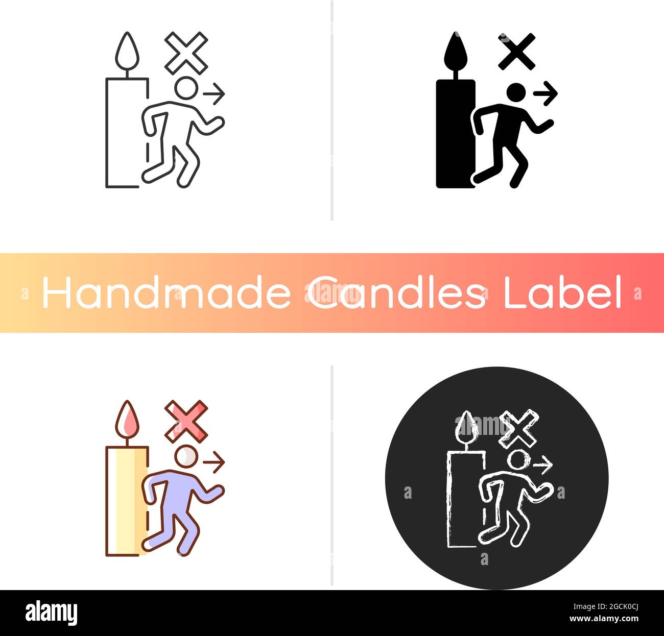 Never leave burning candle manual label icon Stock Vector Image & Art ...