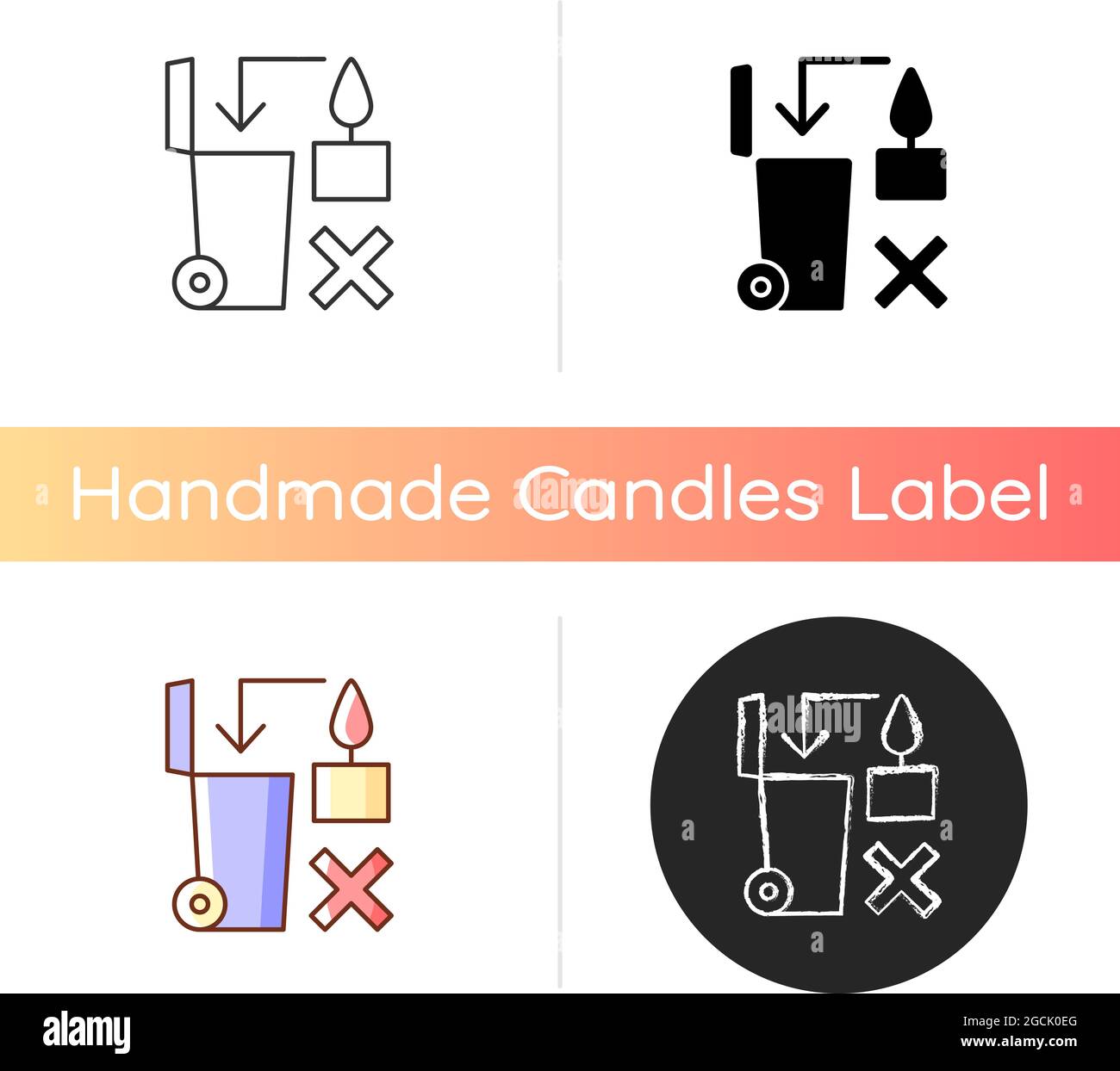Never throw hot wax in trash bin manual label icon Stock Vector Image ...