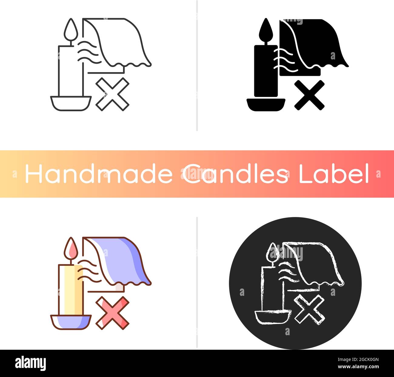 Keep candles away from air currents manual label icon Stock Vector ...