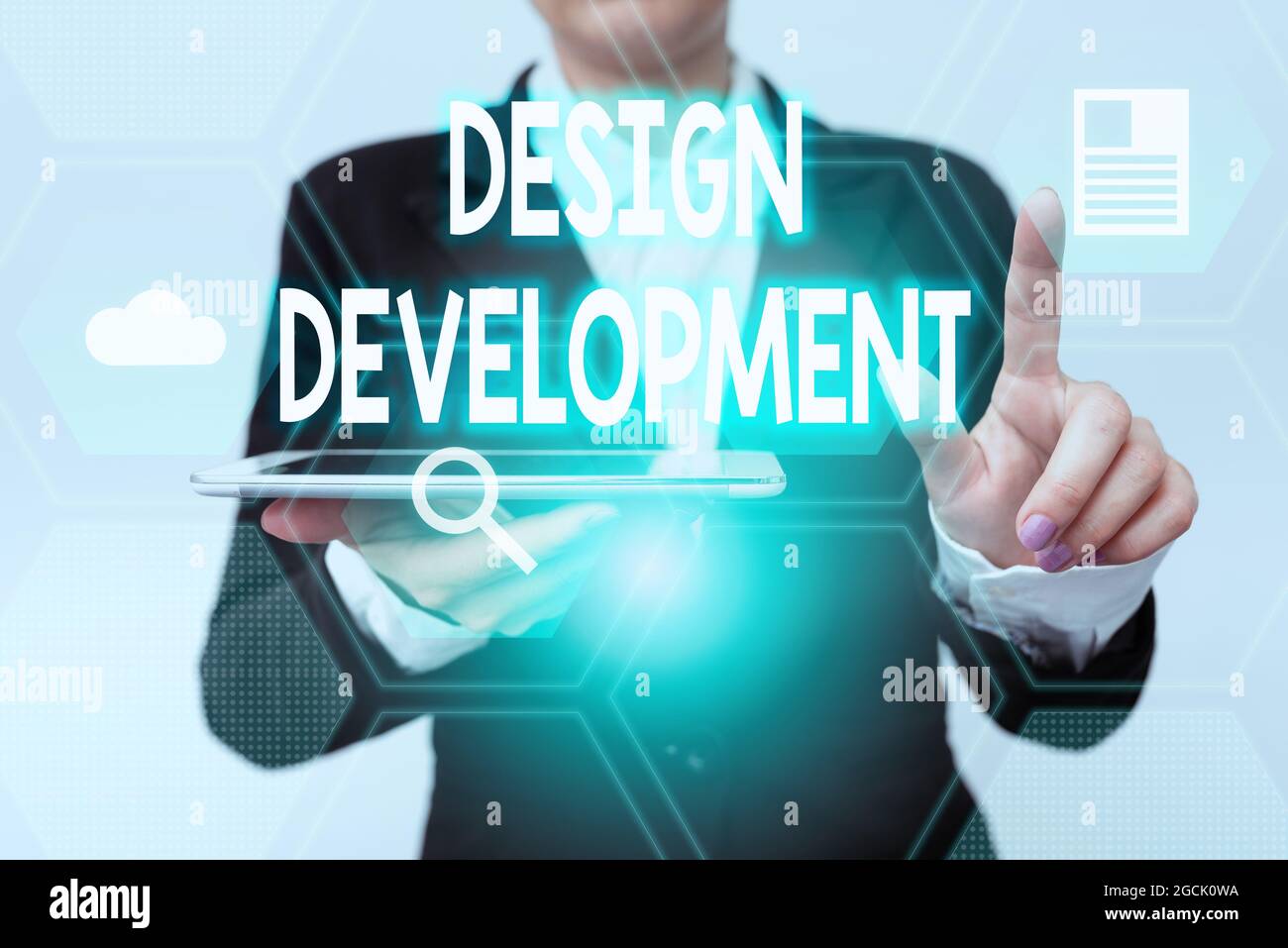 Hand writing sign Design Development. Business concept technical ...