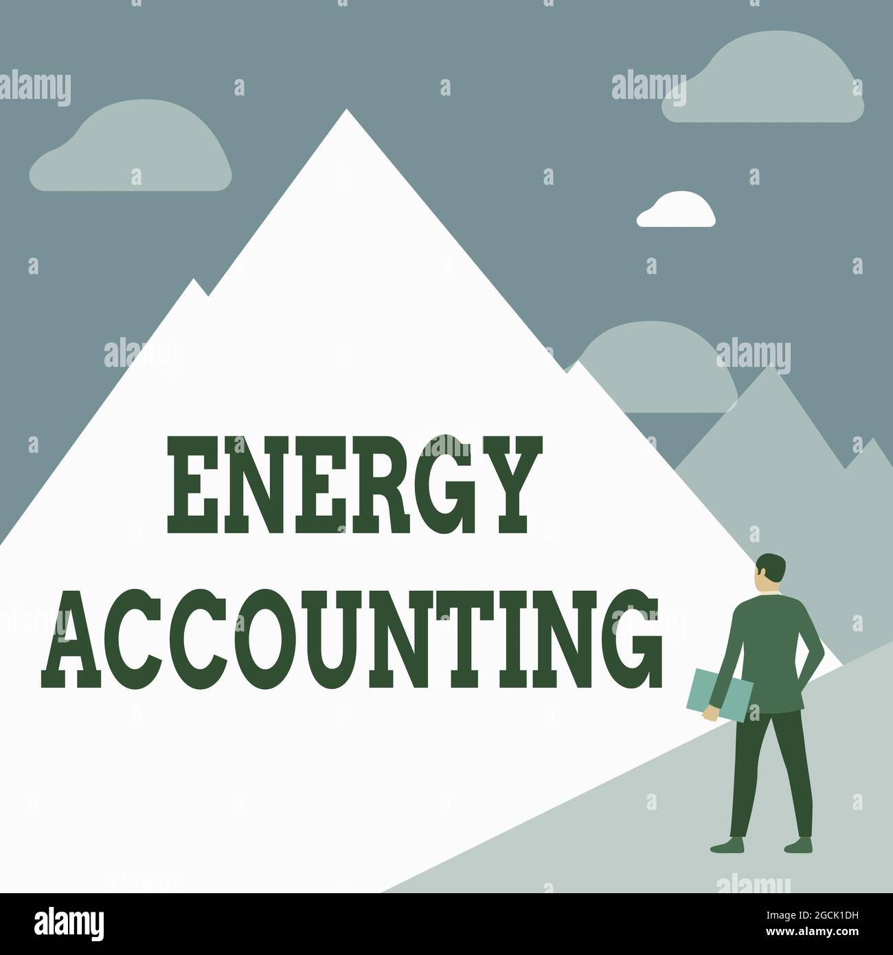 Sign displaying Energy Accounting. Business overview measure and report ...