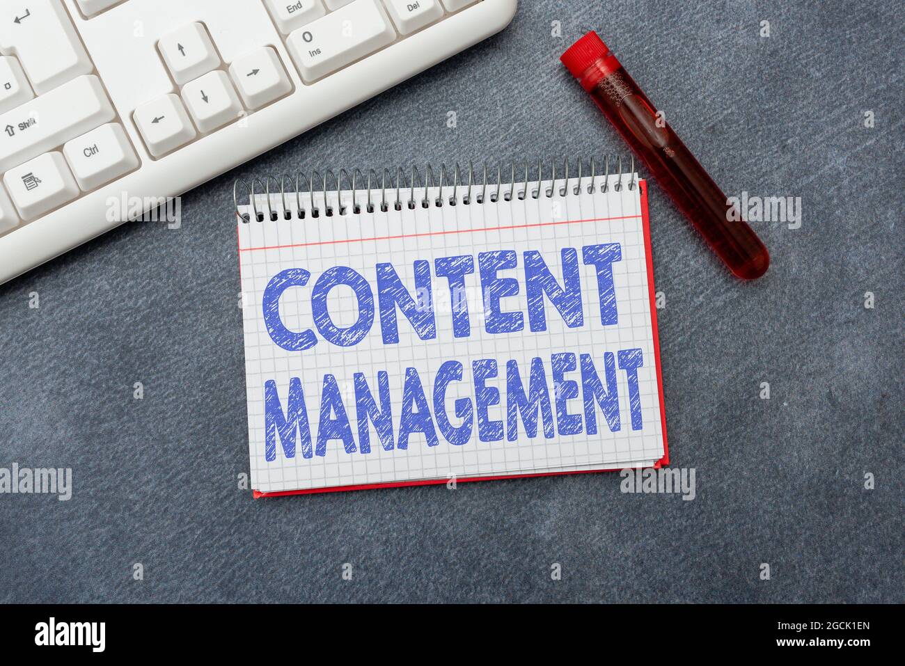 Text caption presenting Content Management. Conceptual photo programs ...