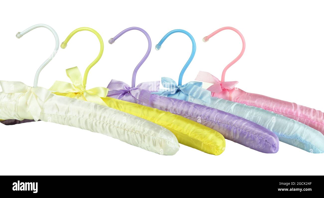 Beautiful hangers isolated on white Stock Photo - Alamy