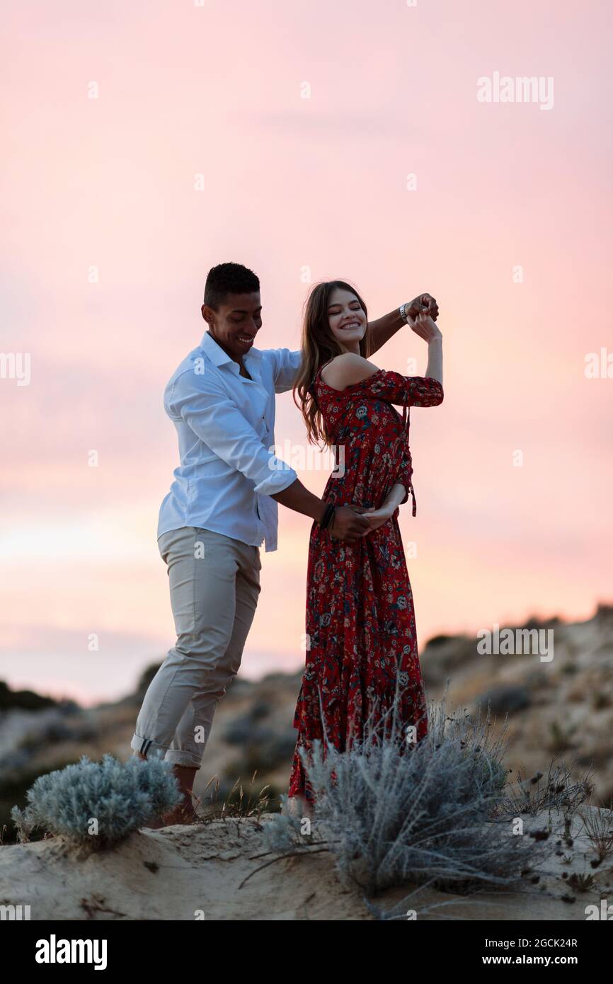 Elegant romantic couple dancing together hi-res stock photography and ...