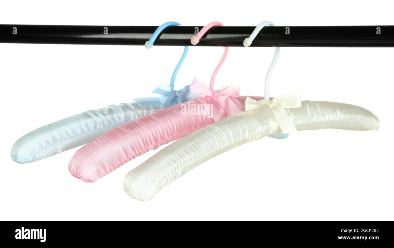 Beautiful hangers isolated on white Stock Photo - Alamy