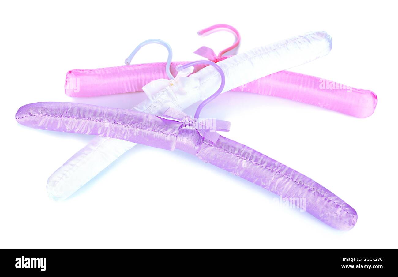 Beautiful hangers isolated on white Stock Photo - Alamy