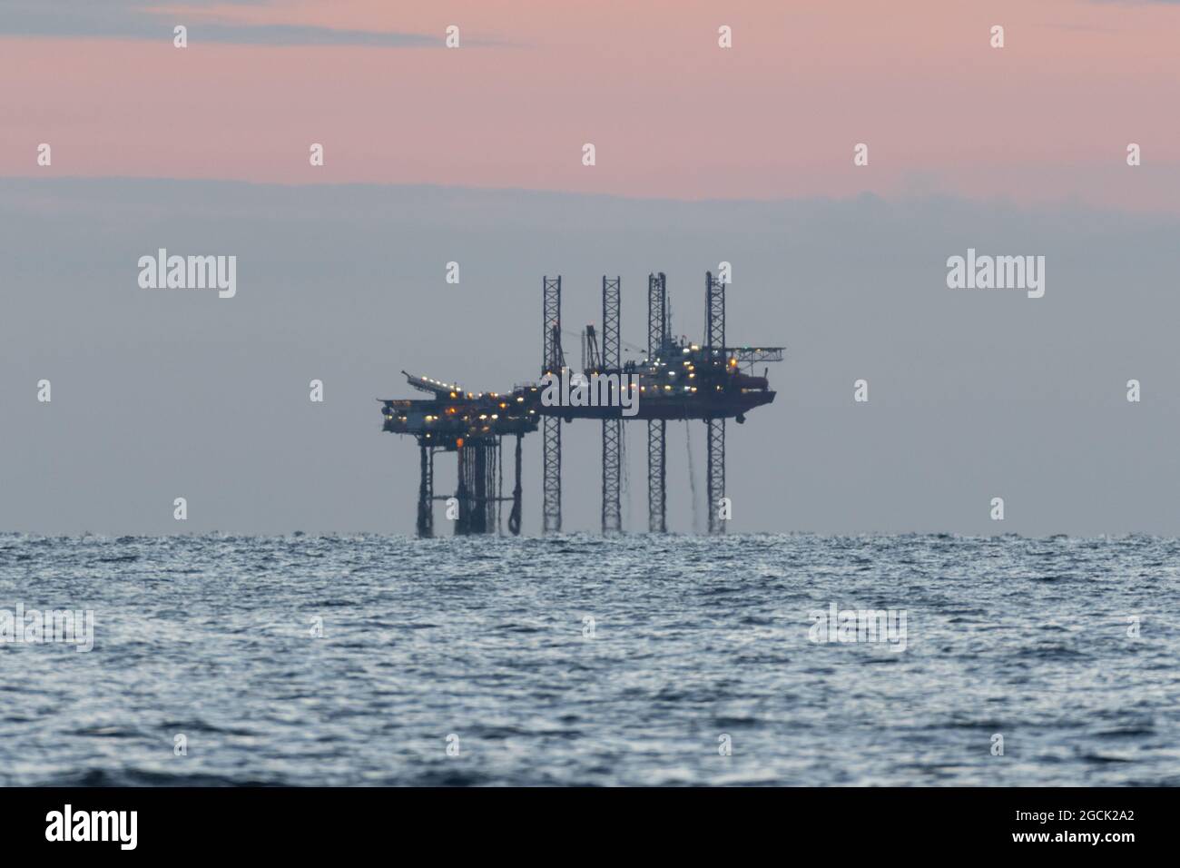 Irish Sea Pioneer, a jack-up support vessel connected to the Lennox ...